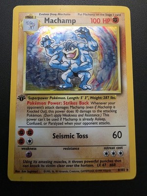 Pokémon TCG Machamp Holo Rare 1st Edition Base Set 8/102 | eBay