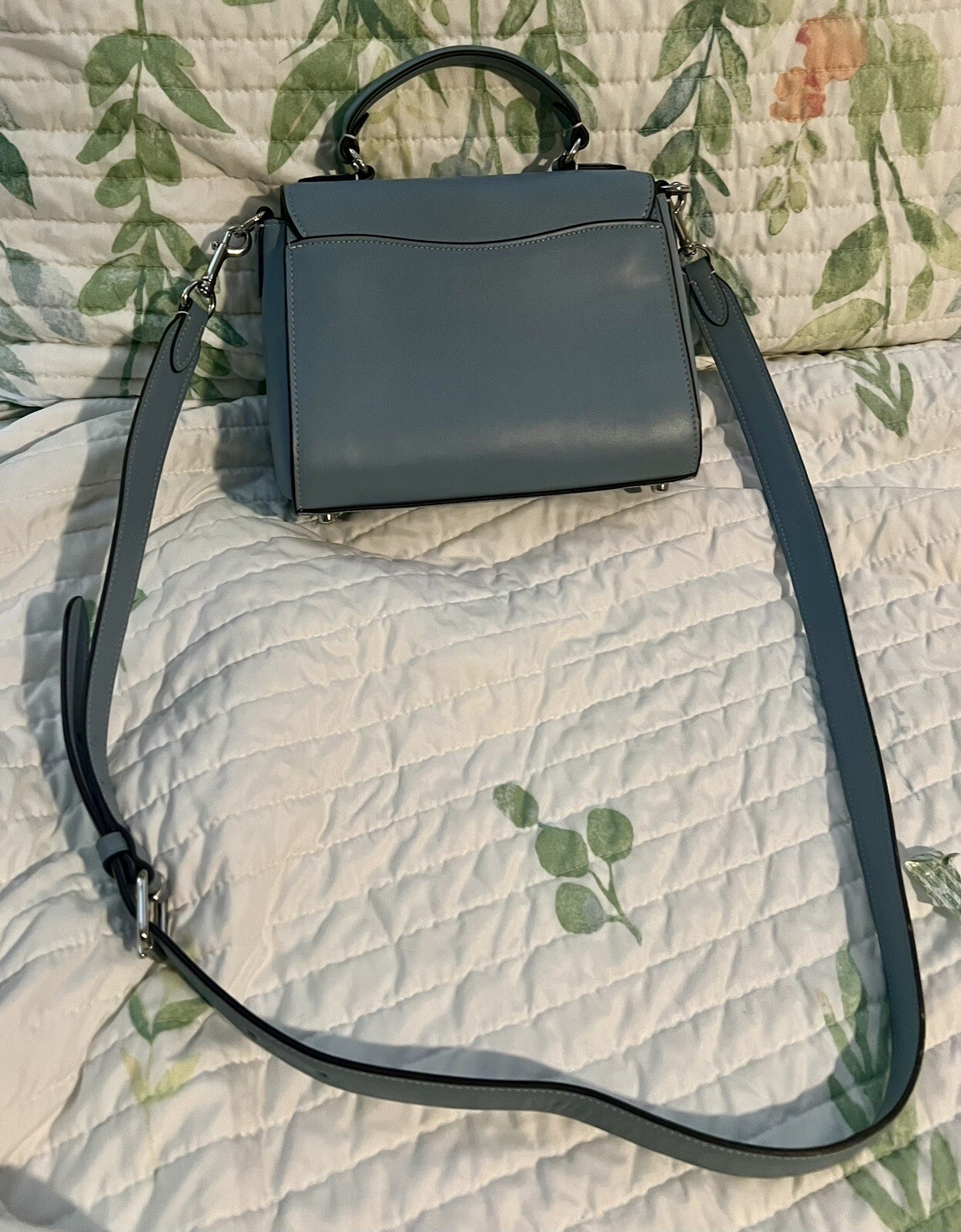 COACH Morgan Top Handle Satchel CH142 In CORNFLOWER Sig Chambray ...