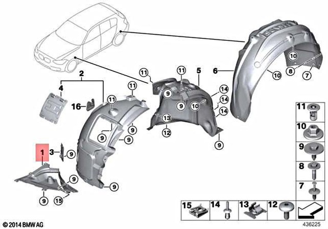 BMW 1 F20 WHEELARCH Left Deflector Lip Trim 51717241847 OEM for sale ...