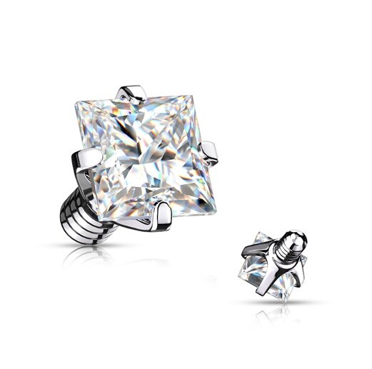 Square Gem Dermal Anchor Top - Crystal Micro Microdermal Head Surface ...