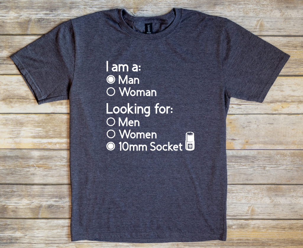 Men’s Looking for 10mm Socket T-Shirt (Funny, Soft 10 mm Mechanic Short ...