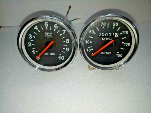 Smiths replica speedometer + Tachometer (Set) Triumph Black Face Chrome ...