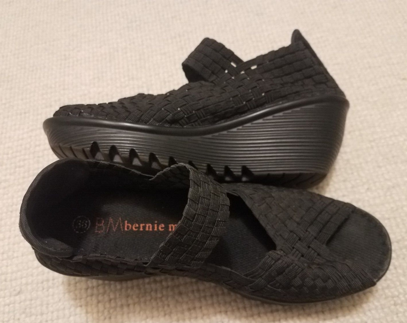 Bernie Mev. Halle Wedge Woven Shoes - Black size 36 o… - Gem