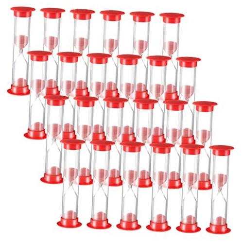 24 Pcs 1 Minute Sand Timer Kids Timer Red Hourglass Timer Sandglass ...