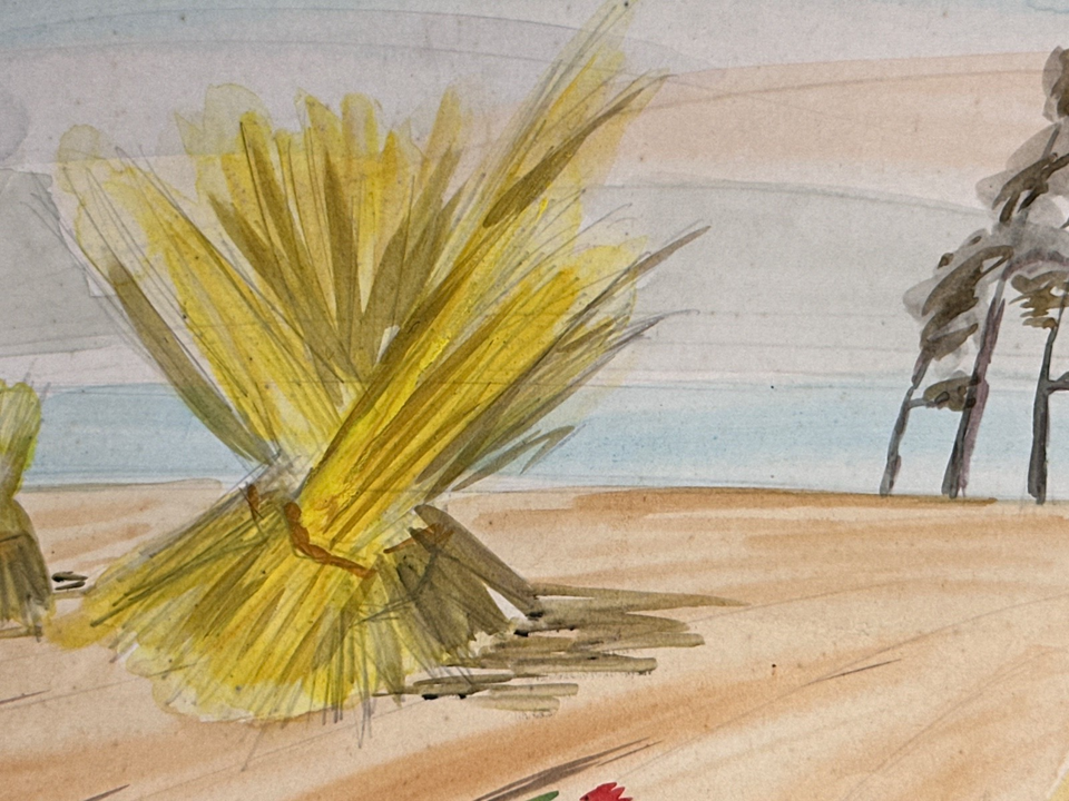 Vintage Watercolor Gabrielle Bellocq Circa 1960 Landscape Countryside ...