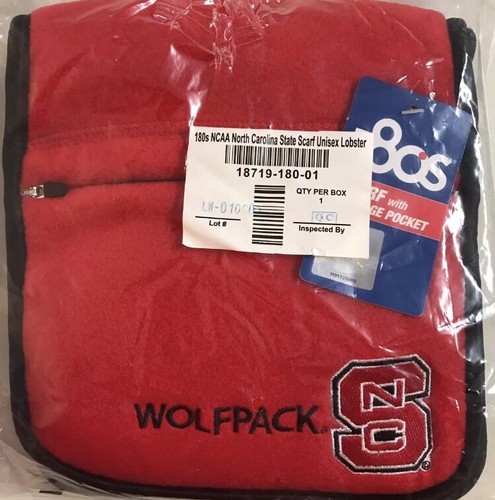 NWT NC State NCSU Wolfpack Degrees 180’s Unisex Fleece SCARF w/Storage ...