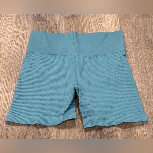 Colsie Ribbed Biker Shorts Blue Teal Large BB19 | eBay