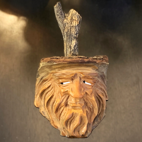 BLACK FOREST Wood Carving Bearded Tree Spirit (Aged Man) Head - 26cm ...