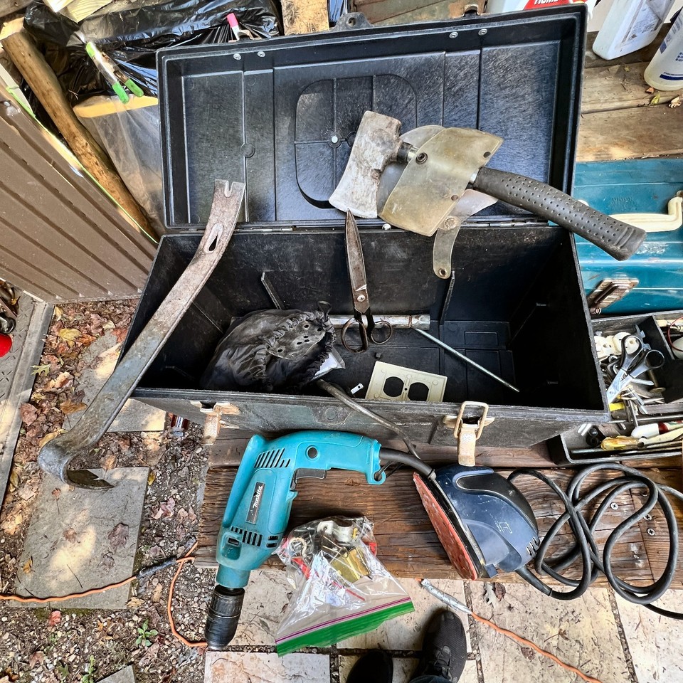 Black Tuff Box w/ Divided Tool Tray 19", full of random tools | eBay