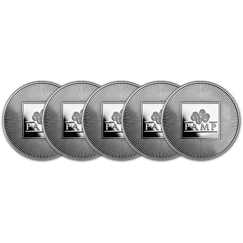 FIVE (5) 1 oz PAMP Silver Round - Logo Design .999 Fine | eBay