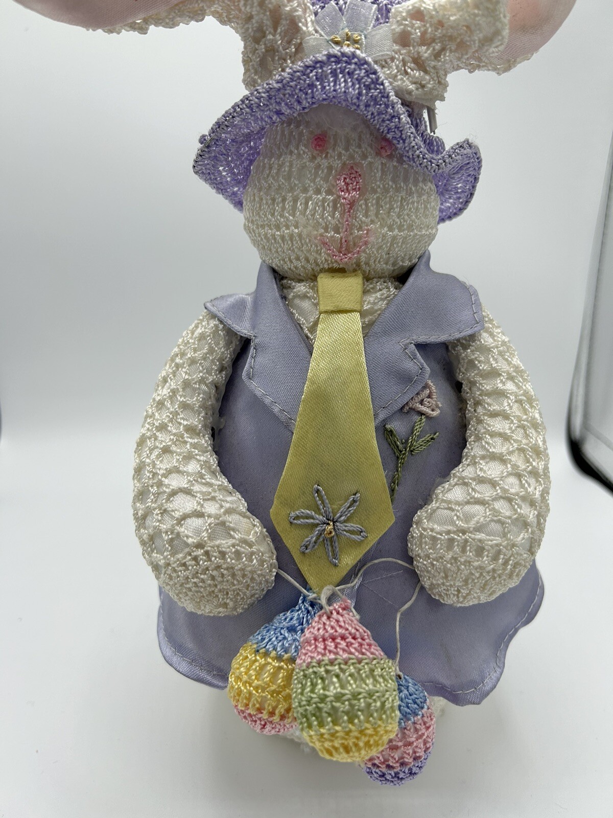 2 Grandma Core Hand Crocheted Easter Bunny Embroidered Styrofoam ...