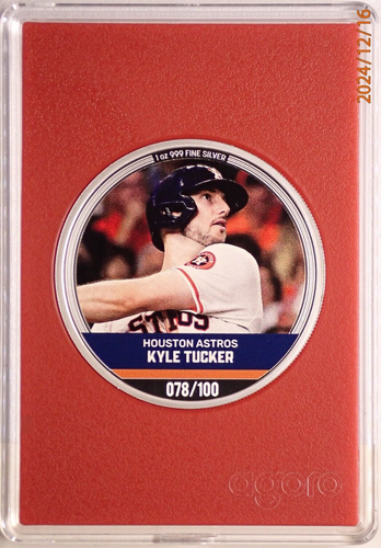2024 NIUE AGORO $2 MLB MINT TRADING COIN KYLE TUCKER 078/100 RED RUBY ...