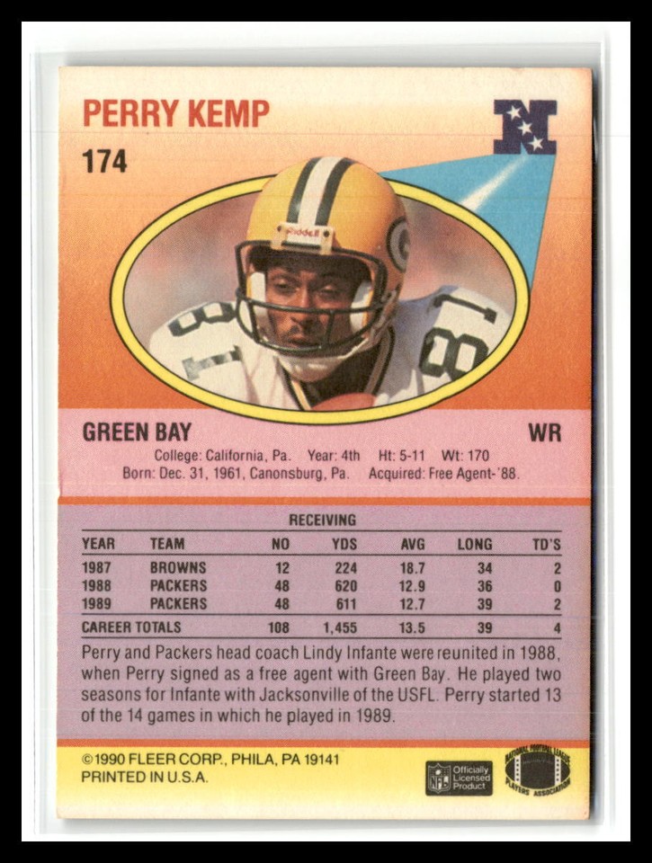 Perry Kemp 1990 Fleer #174 Green Bay Packers | eBay