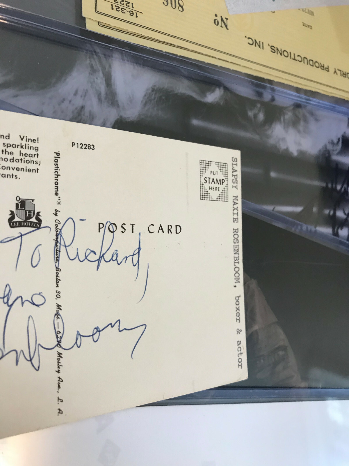 Slapsie Maxie Rosenbloom auto Signed vintage Postcard Rare Autograph ...