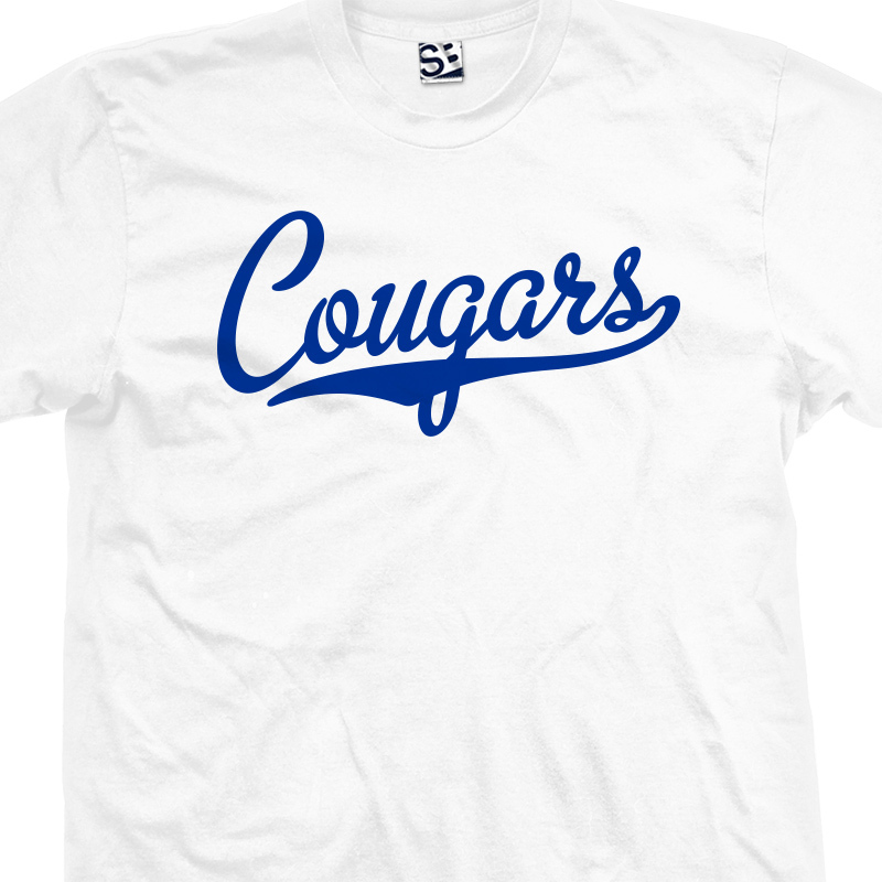 Cougars Script Tail Shirt - High School Sports Football Team - All Size ...
