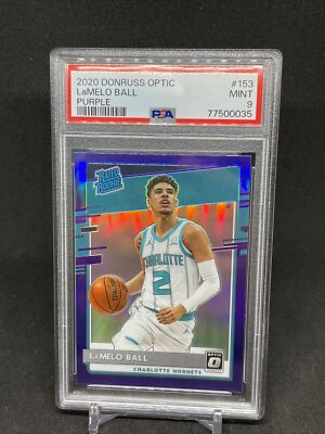 2020 Donruss Optic LaMelo Ball Purple Rated Rookie RC #153 PSA 9 ...