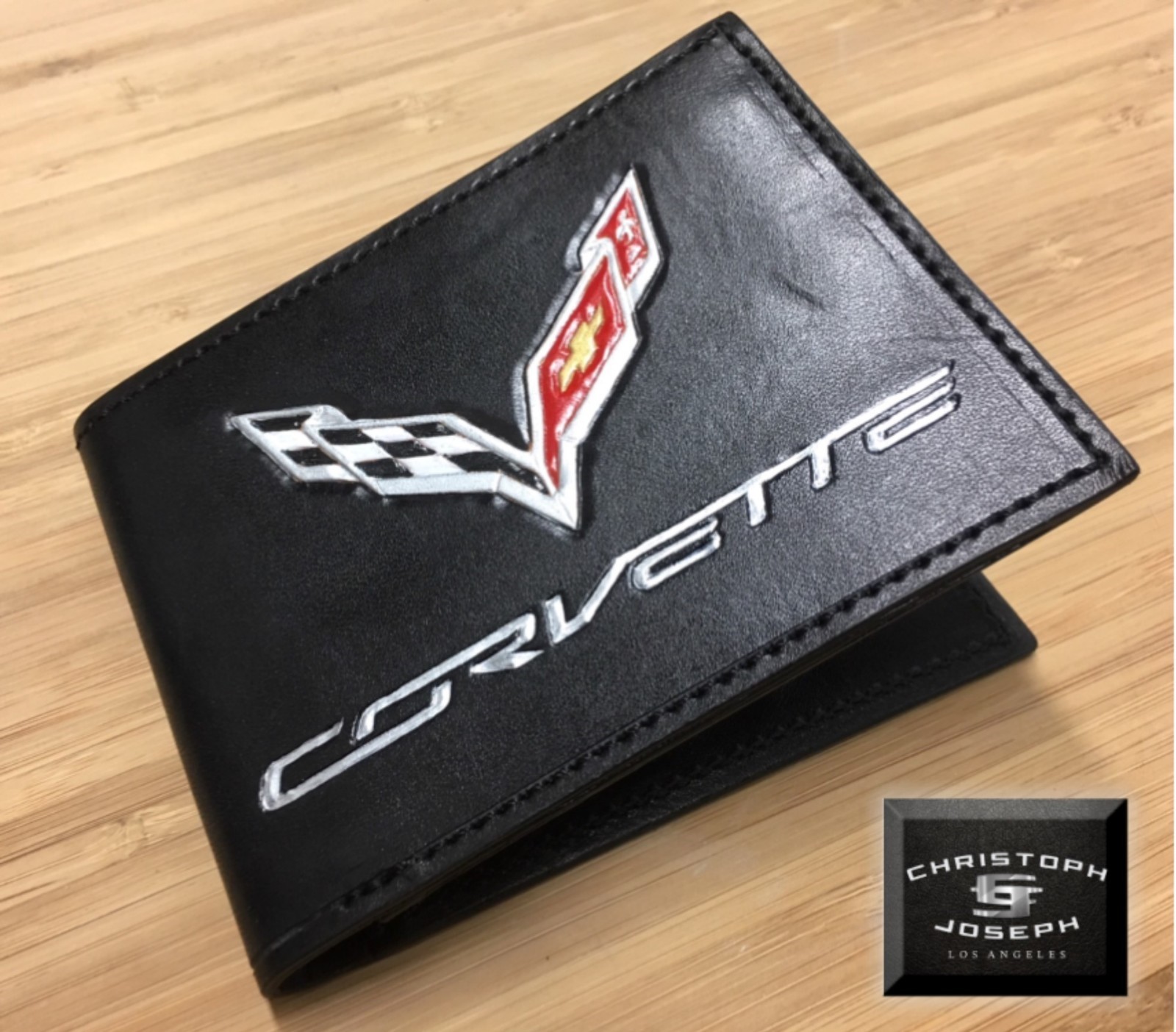 Custom Corvette Wallet C6 C7 C8 / Handmade Hand-Tooled Genuine leather ...