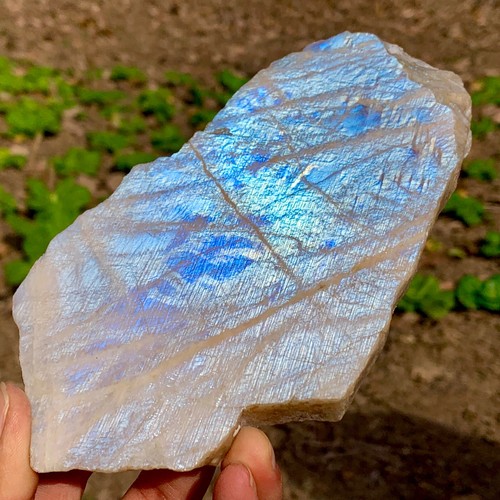384G Flashy Rainbow Moonstone Sunstone Crystal Slab, Thick Rainbow ...