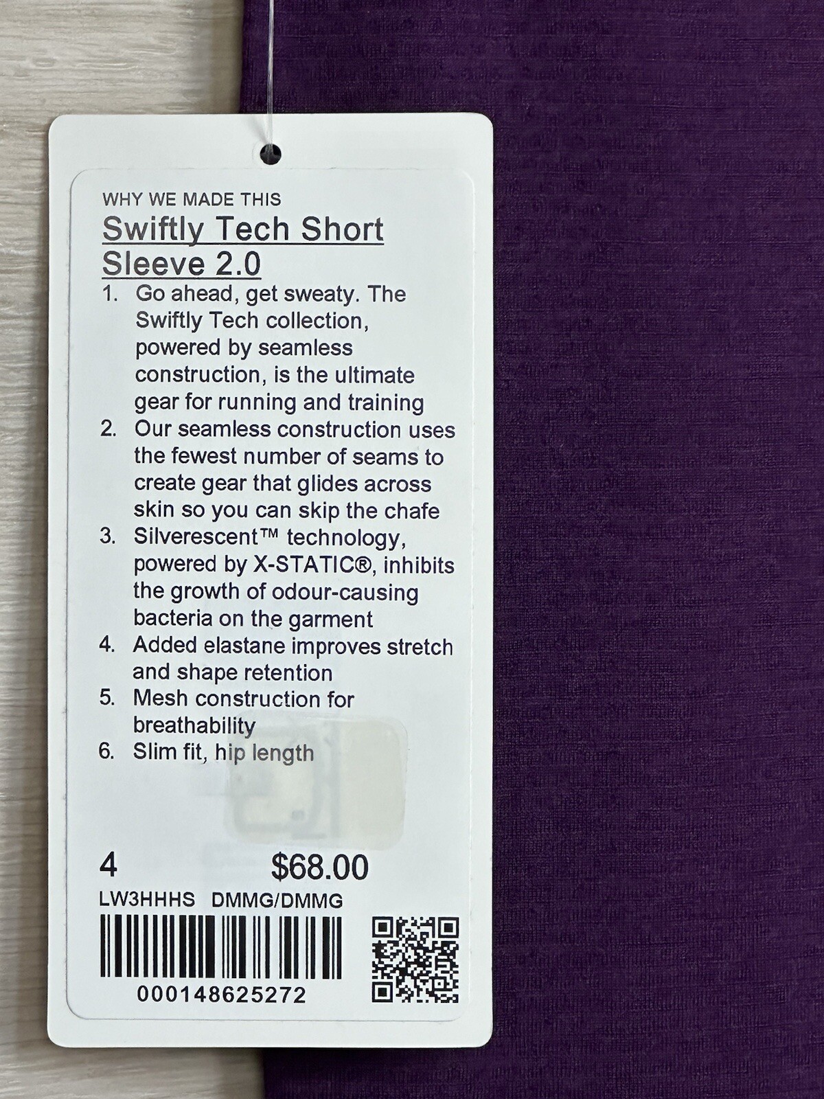 Lululemon Swiftly Tech Short Sleeve 2.0 Size 4 Dramatic Magenta DMMG ...