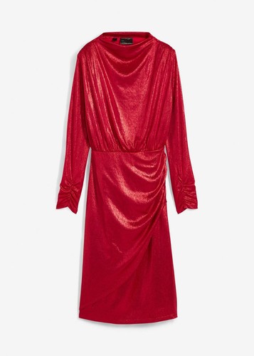 Partykleid aus Glitzergarn Gr. 44/46 Rot Damen-Kleid Midikleid ...