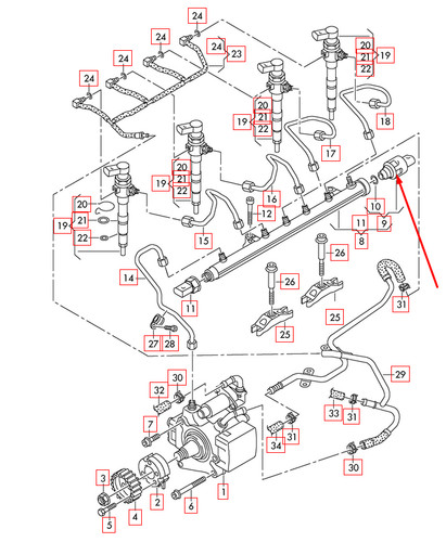 VOLKSWAGEN PASSAT B7 FUEL RAIL PRESSURE SENSOR 03L130764C 1.6TDI | eBay