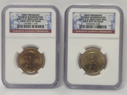 2007 P & D PRESIDENTIAL DOLLARS GEORGE WASHINGTON NGC BU FIRST DAY ...