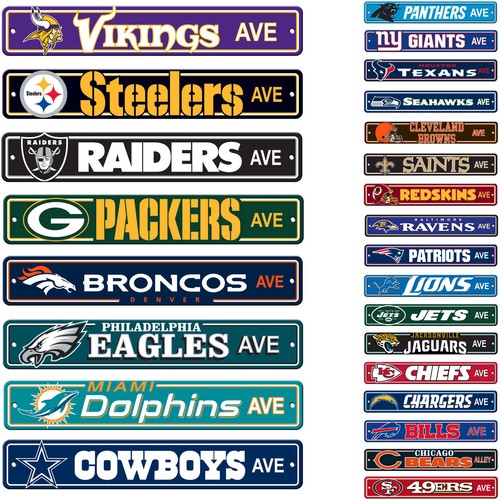 New NFL Pick your Teams Home Room Bar Office Decor AVE Street Sign 4" x ...