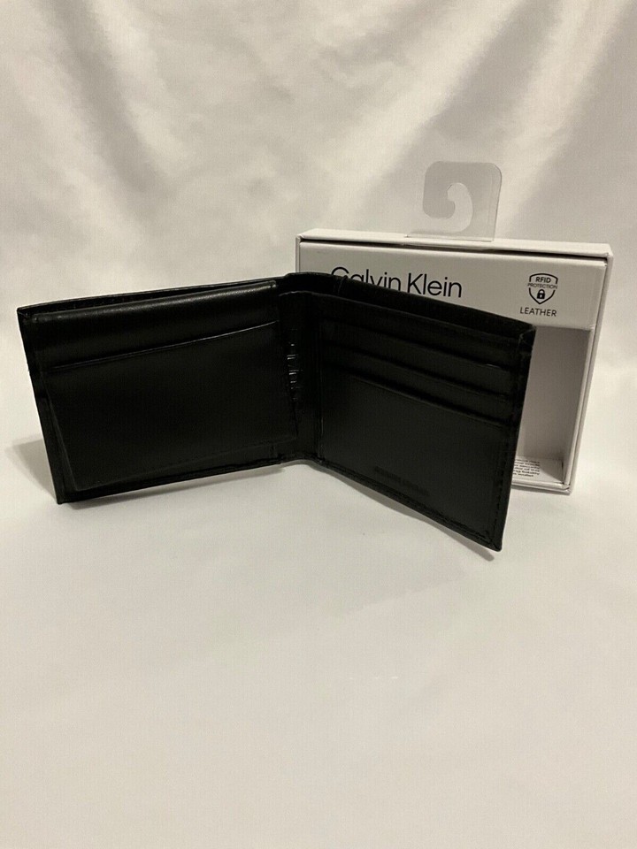 CALVIN KLEIN Ck Men's Leather-Black CK Bifold-RFID Wallet NIB - - BRAND ...