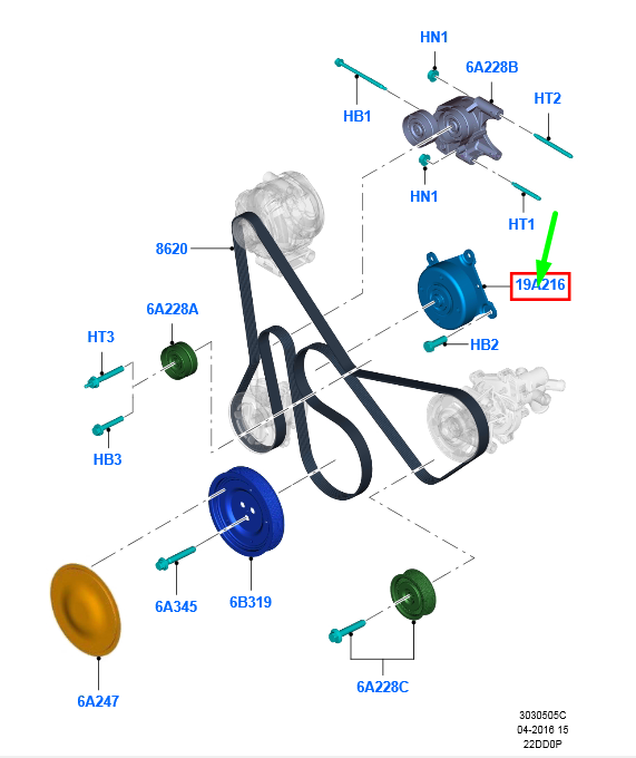 FORD RANGER T6 MK1 Tension Pulley Kit 1885680 FB3Q-19A216-AA NEW ...