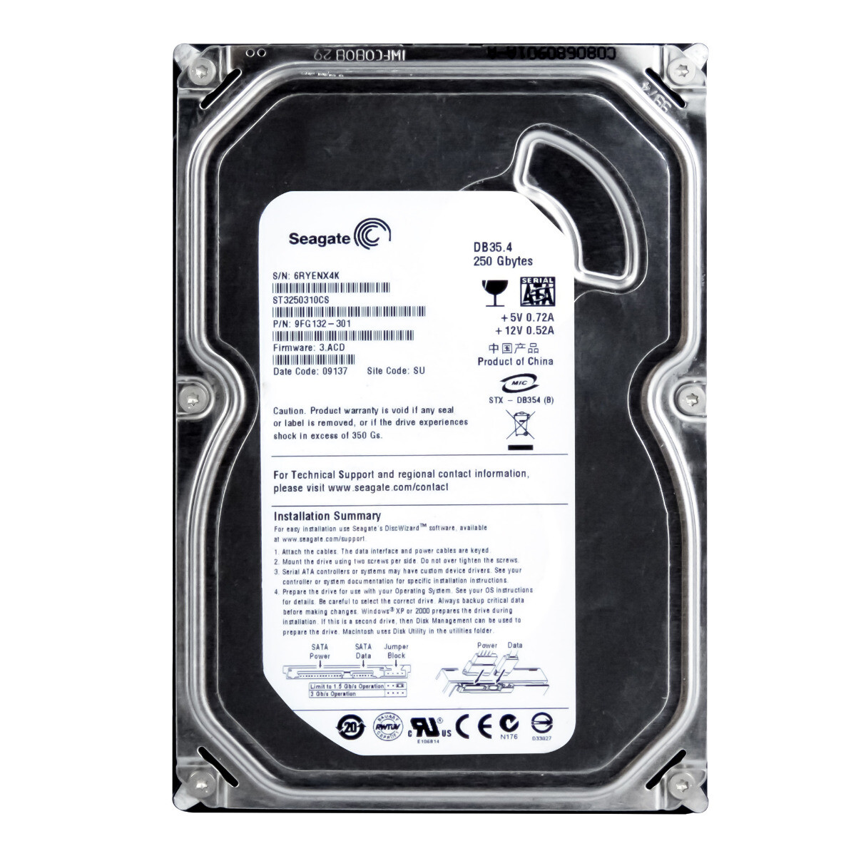 Seagate DB35.4 250GB Internal 7200RPM 3.5" (ST3250310CS) HDD for sale ...