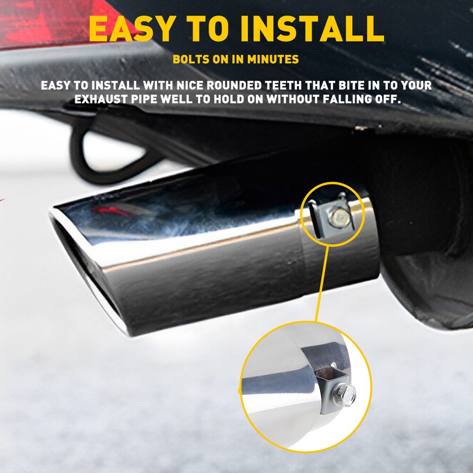 Auto Car Rear Muffler Tip Exhaust Pipe Round Tail Throat Stainless ...