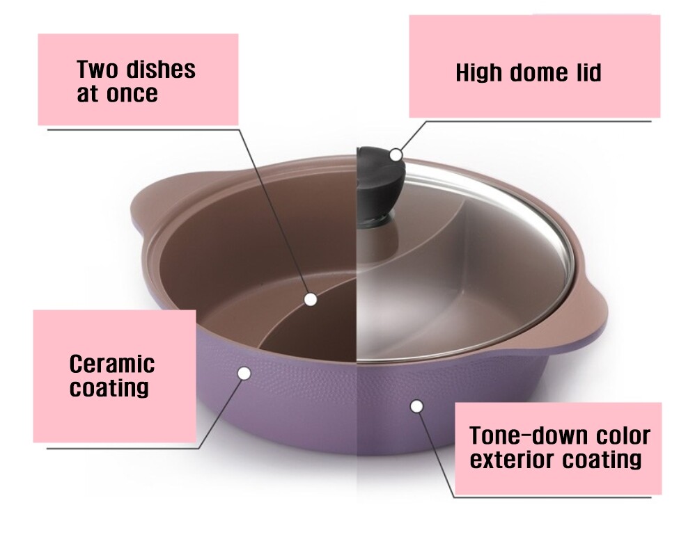 Half & Half Ceramic Coating Pot Jeongol Ramen Ramyun Shabu Noodle ...