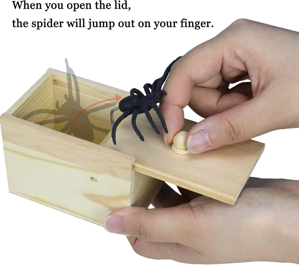 Fake Spider in a Box Prank Gift for Adults Kids,Handmade Wooden Pop Out ...