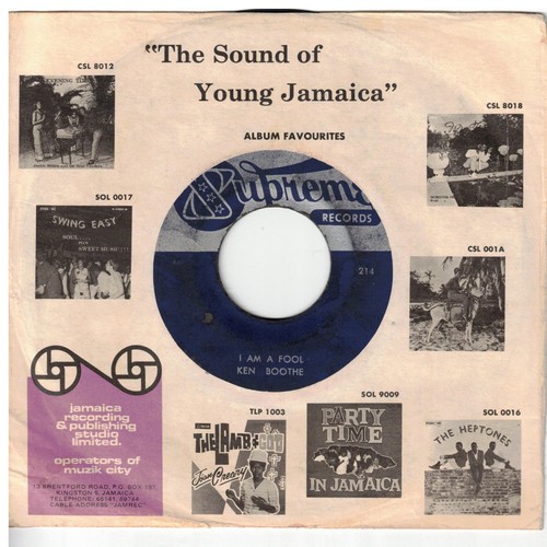 #66 SKA REGGAE 45 SUPREME LABEL KEN BOOTHE " CRYING OVER YOU / I AM A ...