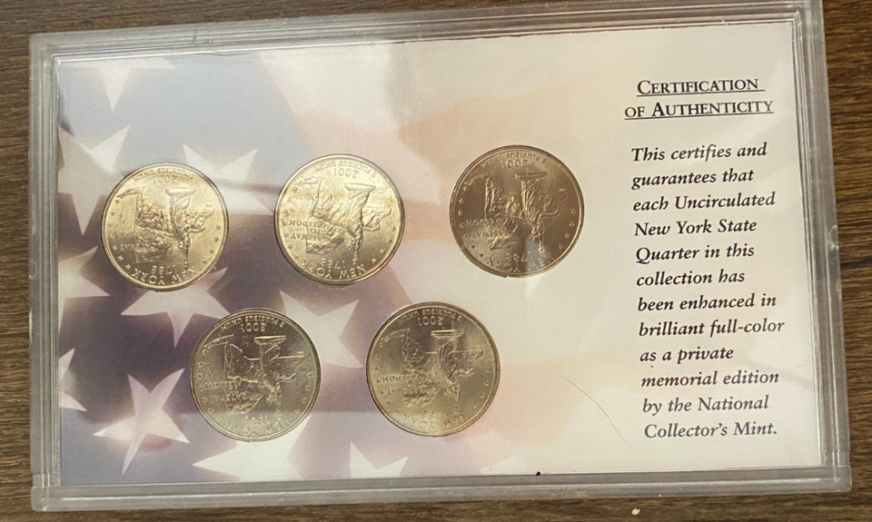 5th Anniversary 9/11 Twin Towers Quarter Collection Colorized NY State ...