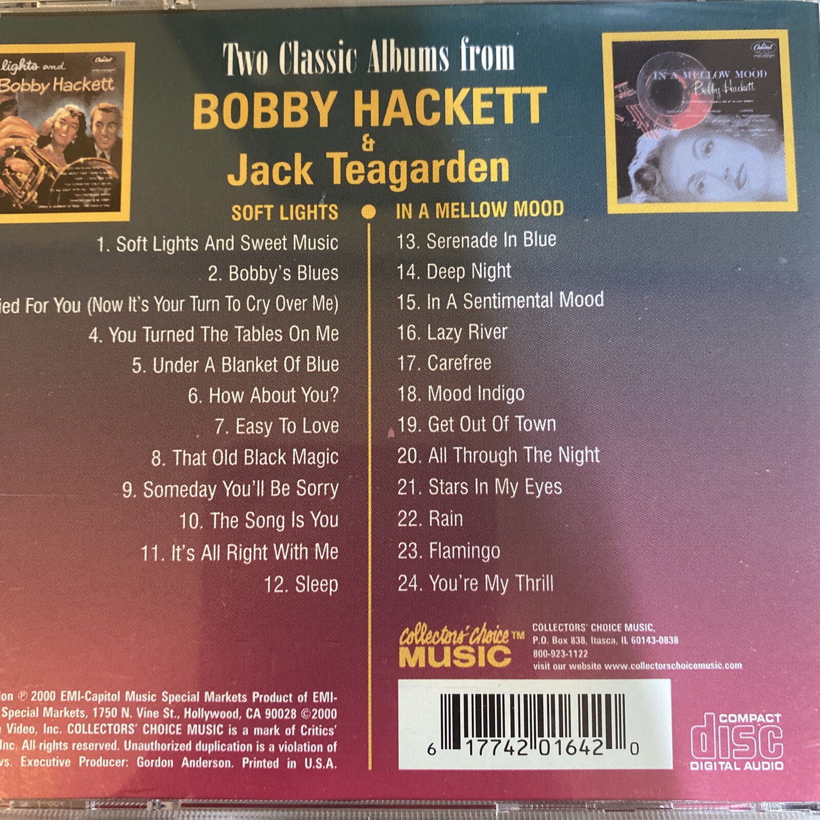 BOBBY HACKETT Soft Lights/In A Mellow Mood TWO Classic Albums JAZZ CD N ...