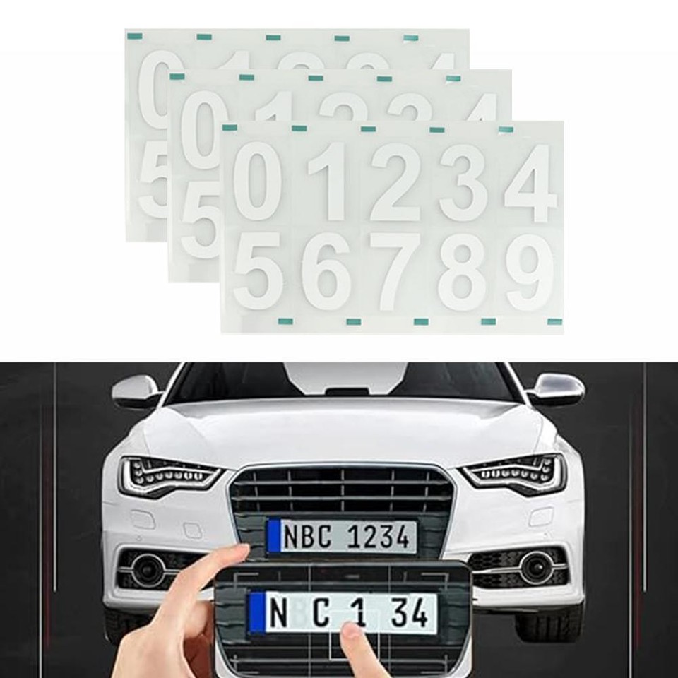 3PCS License Plate Number Reflective Invisible Digital Sticker Nano ...