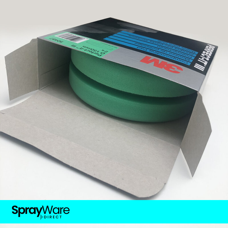 3M 50487 Green Compounding Polishing Sponge Pads 150mm Hook & Loop Full ...