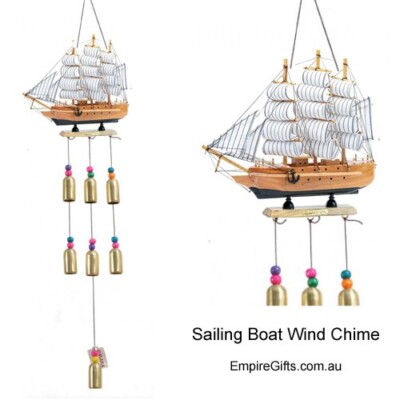 (1) Sailing Boat Wind Chime with Bells Hanging Ship Ornament BB | eBay