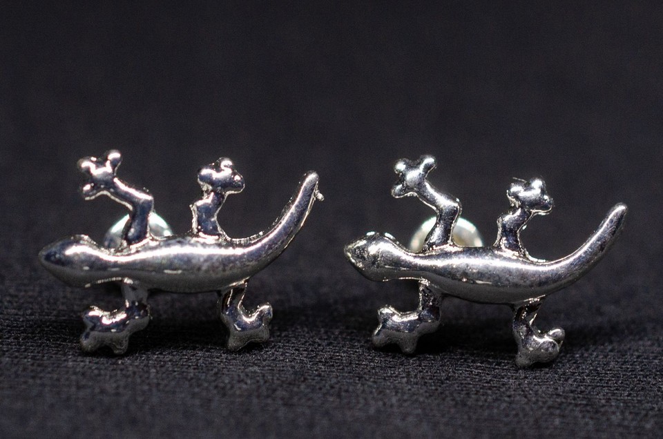 Gekko Studs Salamander Lizard Geckos Sakamander Plug Silver Plated | eBay