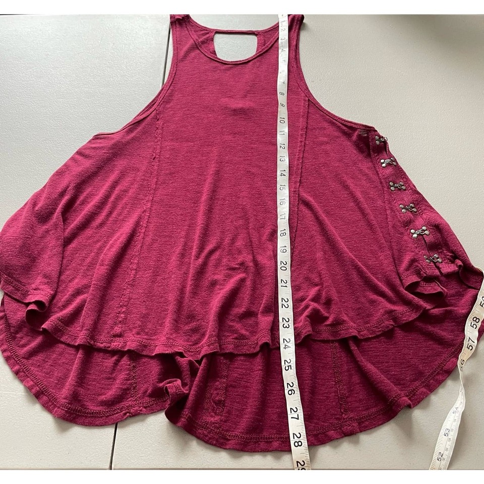 Tokyo Darling High Low Tank Top Maroon Side Hook Eye Closure Rounded ...