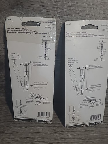 PLPCI Bi-Fold Door Pivot Guide Rod Kit 1/4" Rod 3/8" Cap N 7546 2 Sets ...