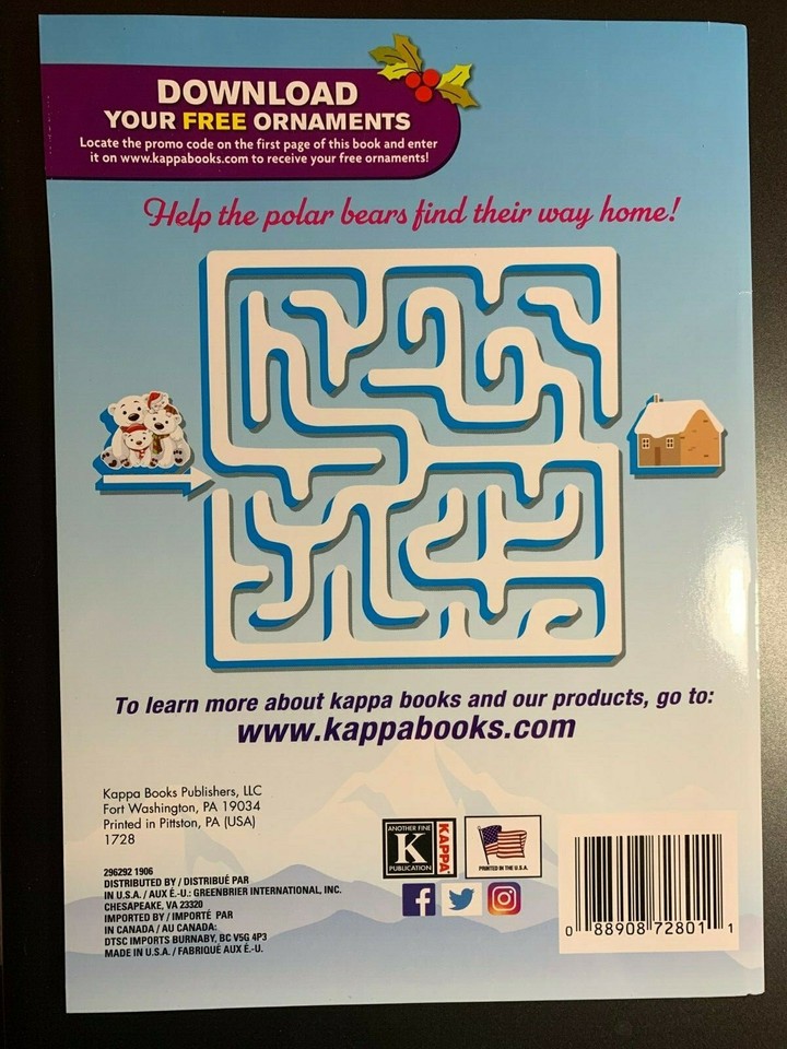KAPPA CHRISTMAS JUMBO COLORING & ACTIVITY BOOK POLAR BEAR HOLIDAY FREE ...