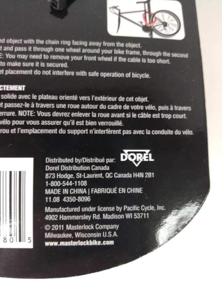 Master Lock Bike Lock With Security Vinyl Coated 8mm Steel Cable 5ft | eBay