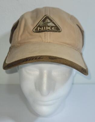 VINTAGE NIKE ACG BASEBALL CAP HAT KHAKI WITH BROWN SUEDE ADJUSTABLE ...