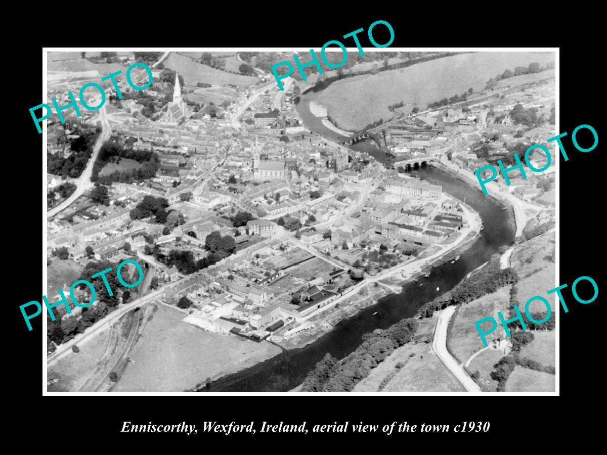 OLD 8x6 HISTORIC PHOTO OF ENNISCORTHY IRELAND AERIAL VIEW OF THE TOWN ...