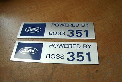 FORD POWERED BY BOSS 351 VALVE COVER DECALS NEW PAIR SILVER BLUE 1971 ...