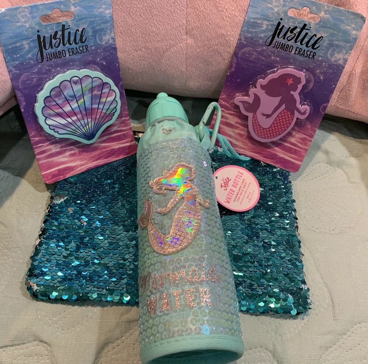 JUSTICE MERMAID WATER SHIMMER SEQUINS WATERBOTTLE/FLIP SEQUINS ...