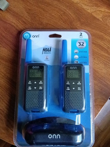 ONN 22-Channel Walkie Talkie's With Rechargeable Batteries - Blue/Black ...