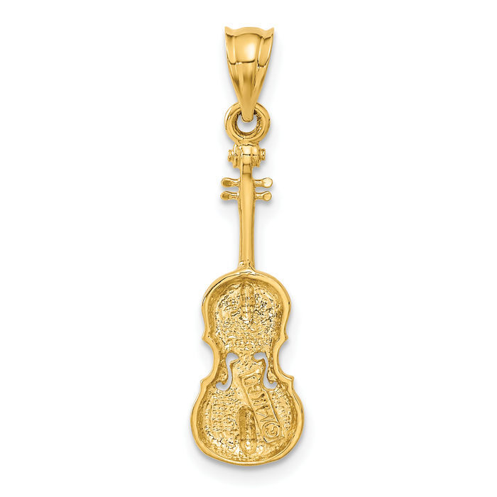 14K Solid Yellow Gold Violin Necklace | eBay